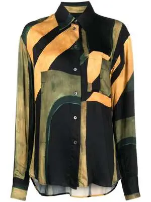 LOUISA BALLOU Abstract-pattern Button-up Shirt