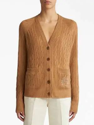 Etro Pegaso-motif Cable-knit Cardigan