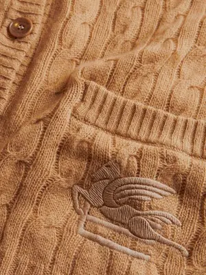 Etro Pegaso-motif Cable-knit Cardigan