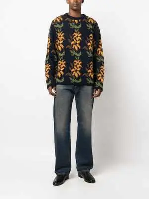 Etro Floral Intarsia-knit Wool Jumper - Blue