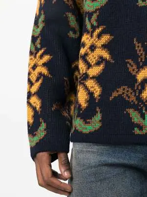 Etro Floral Intarsia-knit Wool Jumper - Blue