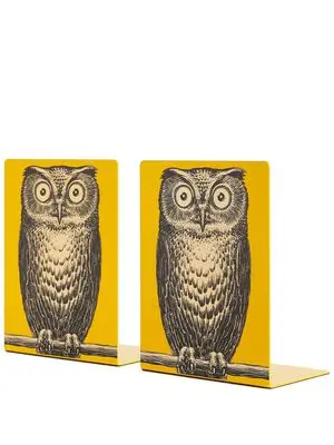FORNASETTI Civetta Hand-painted Bookends - Yellow