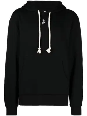 JW Anderson Logo-embroidered Drawstring Hoodie - Black
