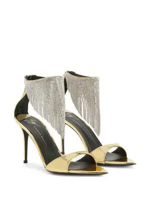 GIUSEPPE ZANOTTI 90mm Intriigo Crystal Sandals - Gold