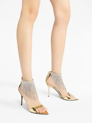 GIUSEPPE ZANOTTI 90mm Intriigo Crystal Sandals - Gold