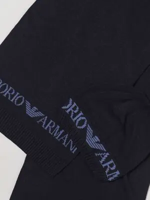 Emporio Armani Wool-blend Beanie And Scarf Set - Blue