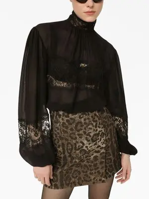 Dolce & Gabbana Lace-embellished High-neck Blouse