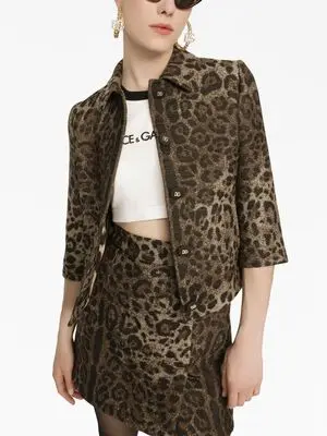 Dolce & Gabbana Leopard Jacquard Jacket - Brown