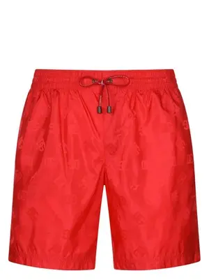 Dolce & Gabbana Monogram-jacquard Swim Shorts - Red