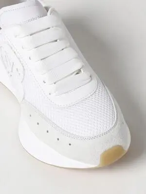 Alexander McQueen Sneakers In Mesh And Leather With Seal Logo - White