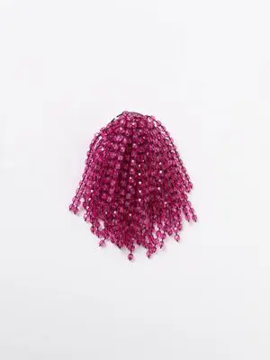 Emporio Armani Brooch With Beaded Fringes Fuchsia