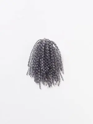 Emporio Armani Brooch With Beaded Fringes - Grey