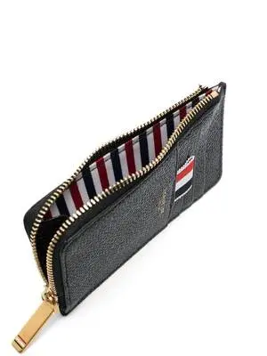 Thom Browne Pebbled-leather Half-zip Wallet - Black
