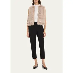 Giorgio Armani Shearling Silk Vest - Solid Medium Beige
