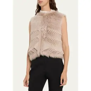 Giorgio Armani Shearling Silk Vest - Solid Medium Beige