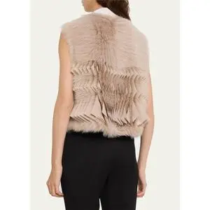 Giorgio Armani Shearling Silk Vest - Solid Medium Beige