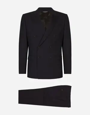 Dolce & Gabbana Double-breasted Stretch Wool Martini-fit Suit - Blue