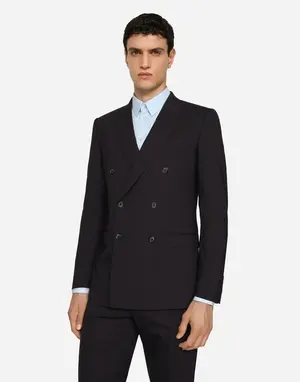 Dolce & Gabbana Double-breasted Stretch Wool Martini-fit Suit - Blue