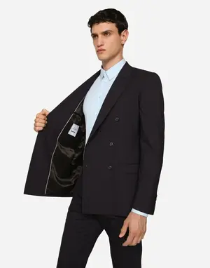 Dolce & Gabbana Double-breasted Stretch Wool Martini-fit Suit - Blue