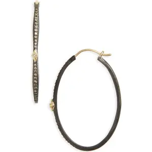Armenta Old World Oval Hoop Earrings - Blackened Silver