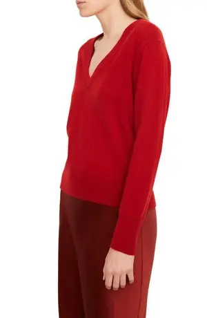 Vince V-neck Wool & Cashmere Sweater - Sangria