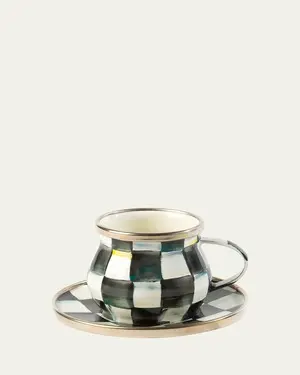 MACKENZIE-CHILDS Courtly Check Enamel Espresso Cup & Saucer Set - One-color
