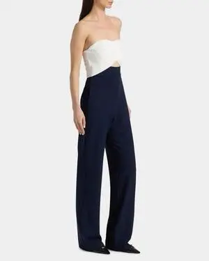 Black Halo Jada Two-tone Strapless Cutout Jumpsuit