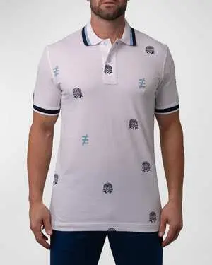 MACEOO Mozart Icon Tipped Polo Shirt White