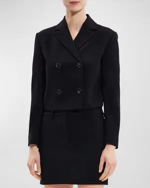 Theory Cropped Double-Breasted Jacket - Blk