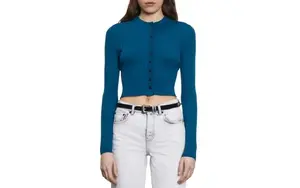 The Kooples Ribbed Cropped Cardigan