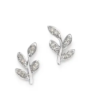 Bloomingdale'S Diamond Leaf Stud Earrings 0.10 Tcw - White Gold