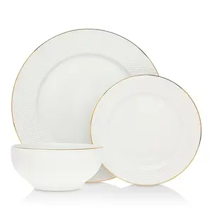 GODINGER Pique 18-piece Dinnerware Set Exclusive - Ivory/gold