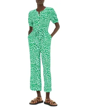 Whistles Smooth Leopard Jemma Jumpsuit - Green/mutli