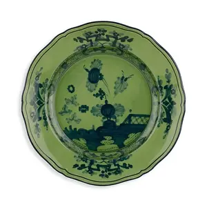 GINORI 1735 Oriente Italiano Flat Dessert Plate - Dark Green