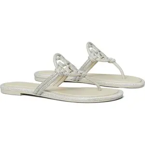 Tory Burch Miller Knotted Pavé Thong Sandal - Stone Grey