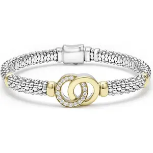 Lagos Signature Caviar Interlock Circle Bracelet - Silver