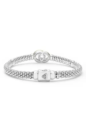 Lagos Signature Caviar Interlock Circle Bracelet - Silver