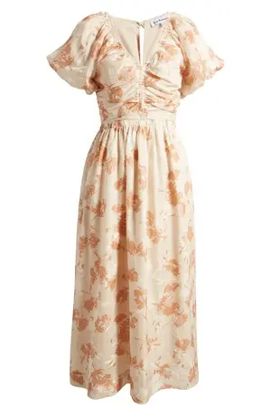EN SAISON Florence Ruched Floral Midi A-line Dress
