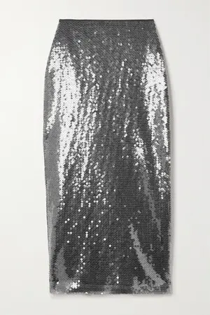 David Koma Sequined Tulle Midi Skirt
