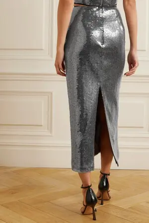 David Koma Sequined Tulle Midi Skirt