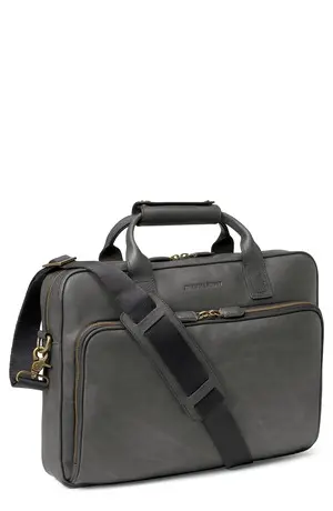 Johnston & Murphy Johnston & Murphy Rhodes Leather Briefcase Grey/ Black Grain