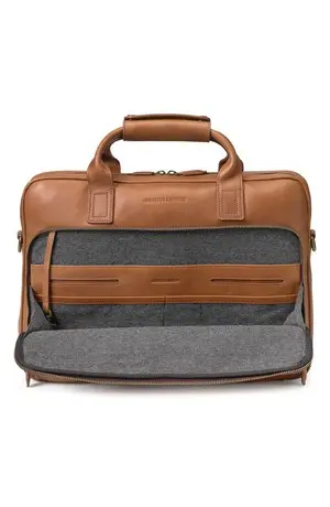 Johnston & Murphy Rhodes Leather Briefcase - Tan Full Grain