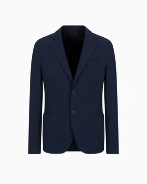 Giorgio Armani Single-breasted Stretch Wool Seersucker Jacket