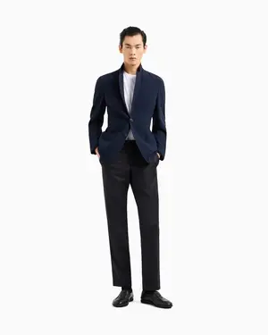 Giorgio Armani Single-breasted Stretch Wool Seersucker Jacket