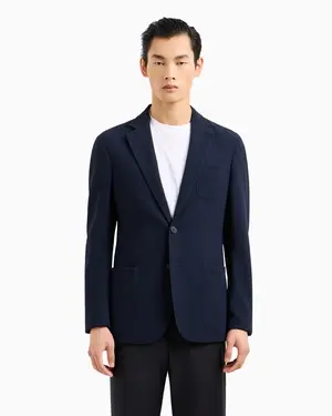 Giorgio Armani Single-breasted Stretch Wool Seersucker Jacket