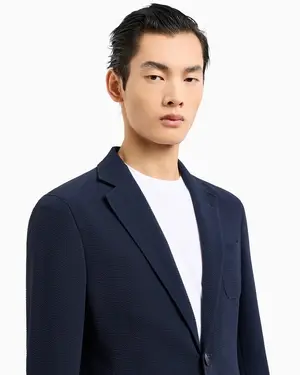 Giorgio Armani Single-breasted Stretch Wool Seersucker Jacket