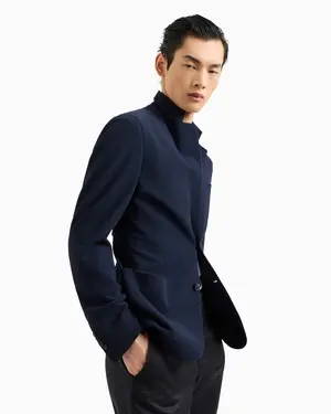 Giorgio Armani Single-breasted Stretch Wool Seersucker Jacket