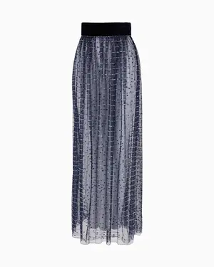 Giorgio Armani Embroidered Tulle Long Skirt - Patterned
