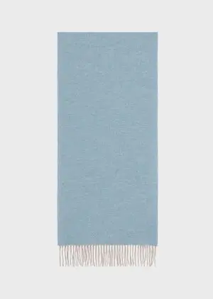 Giorgio Armani Cashmere Scarf With Embroidered Logo Azure