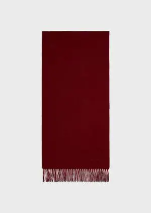 Giorgio Armani Cashmere Scarf With Embroidered Logo Burgundy